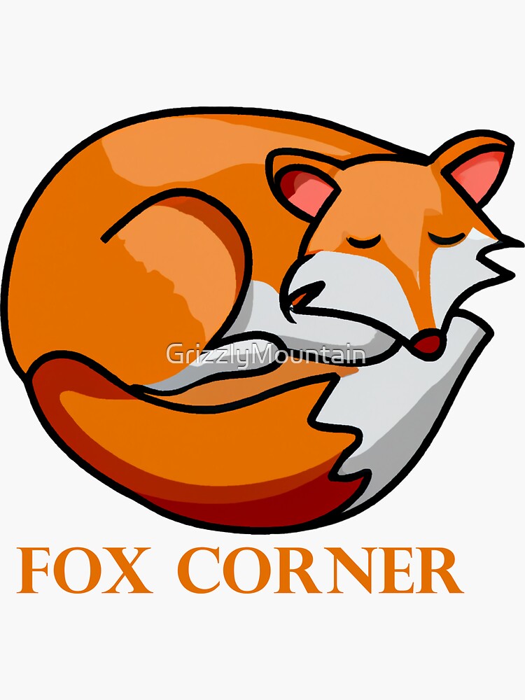 "Fox Corner Curled up Sleeping" Sticker for Sale by GrizzlyMountain ...