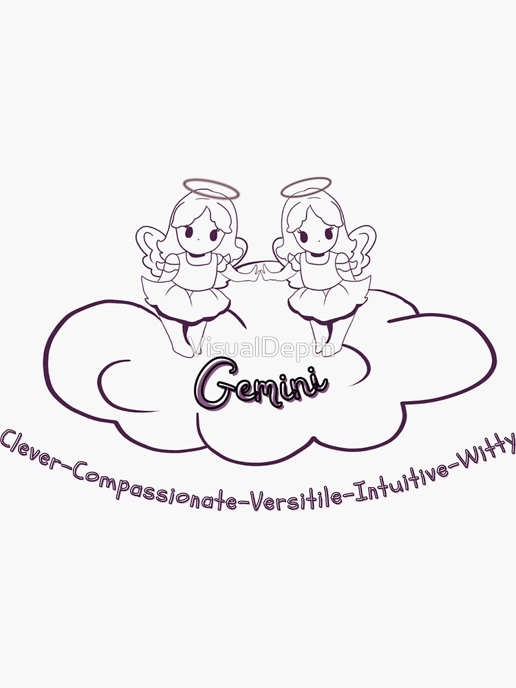"sticker Gemini Twin Angels " Sticker for Sale by VisualDepth | Redbubble