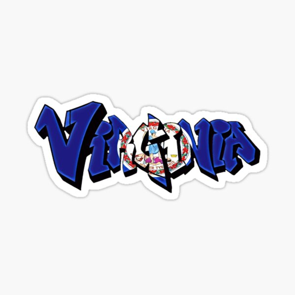 "Virginia Flag Graffiti - Blue - Available on stickers socks mugs and ...