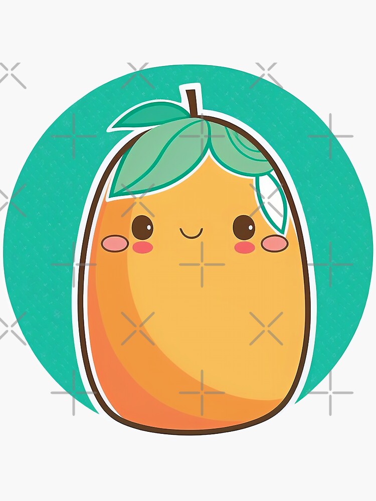 "Cute Kawaii Papaya Sticker - Adorable Cartoon Fruit Illustration ...