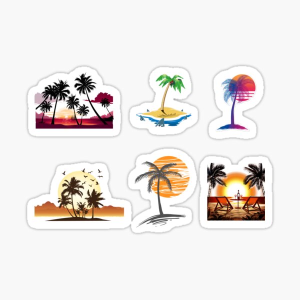 "Pack Extra Large Stickers & Magnets - Set Palm Trees - Green Leaves ...