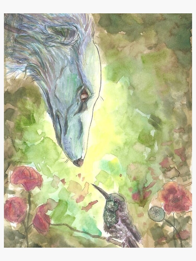 "Unlikely Friends: Borzoi and Hummingbird" Sticker for Sale by ...