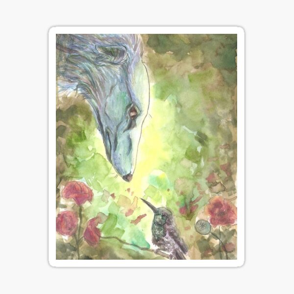 "Unlikely Friends: Borzoi and Hummingbird" Sticker for Sale by ...
