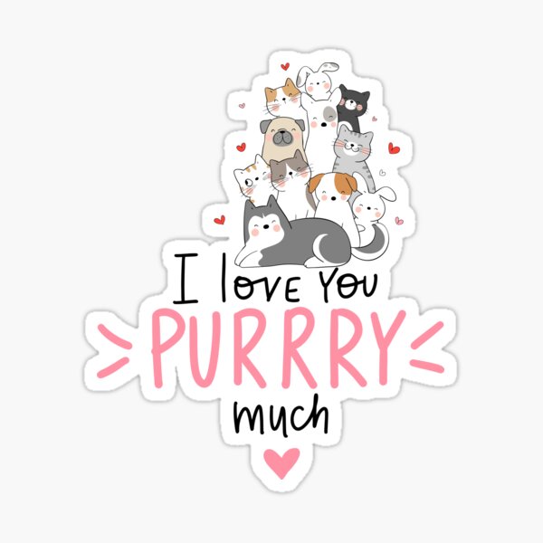 ""Cat Love"" Sticker for Sale by Krunk6 | Redbubble