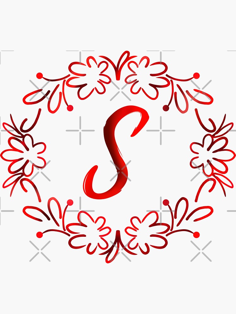 "S alphabet red color floral Monogram - letter s / initial s" Sticker ...