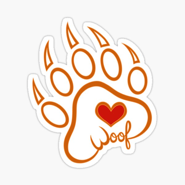 "Woof Paw Heart" Sticker for Sale by dmartgear | Redbubble
