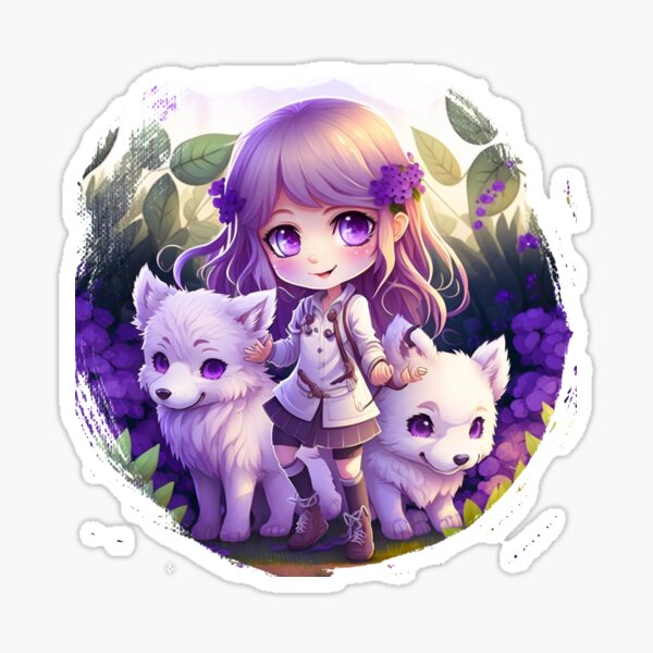 "An adventurous girl with two cute wolves" Sticker for Sale by Wolf ...