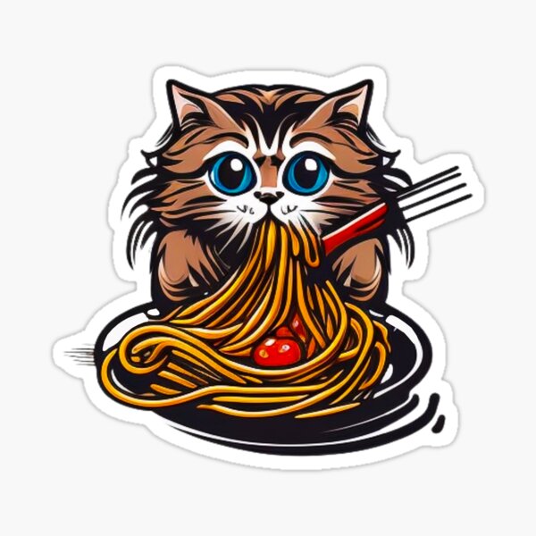 "Cat eating spaghetti a Spaghetti Cat" Sticker for Sale by ValleyDream ...