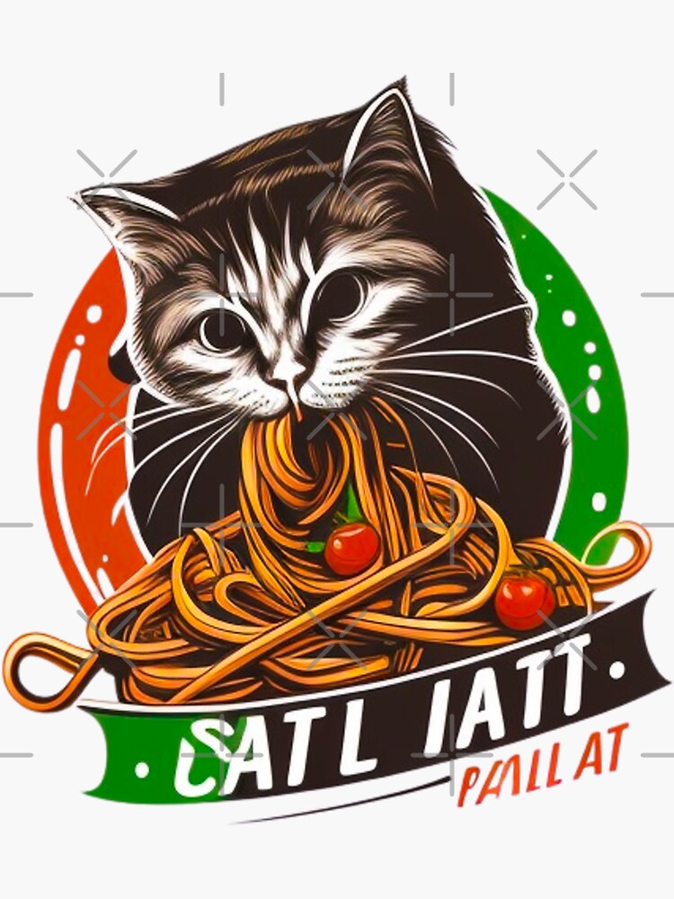 "Cat eating spaghetti a Spaghetti Cat" Sticker for Sale by ValleyDream ...