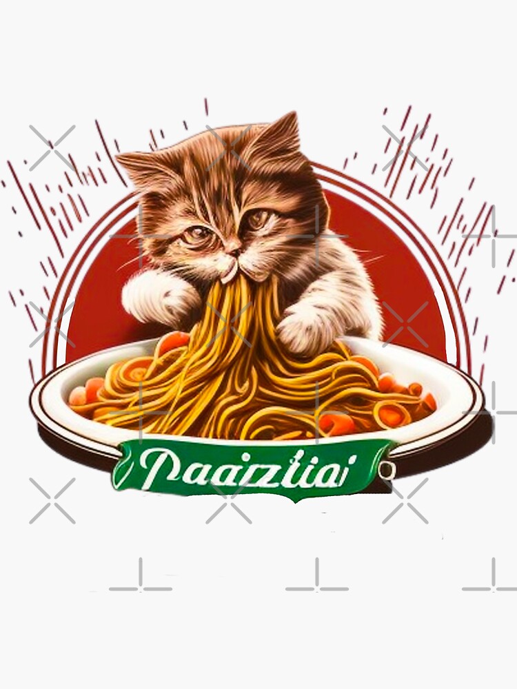 "Cat eating spaghetti a Spaghetti Cat" Sticker for Sale by ValleyDream ...