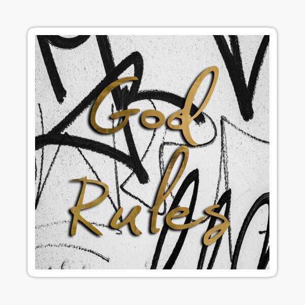 "RockNRule I God Rules" Sticker for Sale by mindydidit | Redbubble
