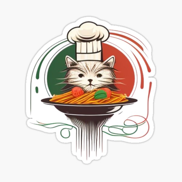 " Cat eating spaghetti a Spaghetti Cat" Sticker for Sale by ValleyDream ...