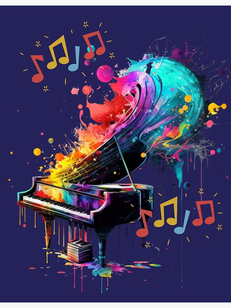 "T-Shirt Piano Jam: A Burst of Colorful Music Notes" Poster for Sale by ...