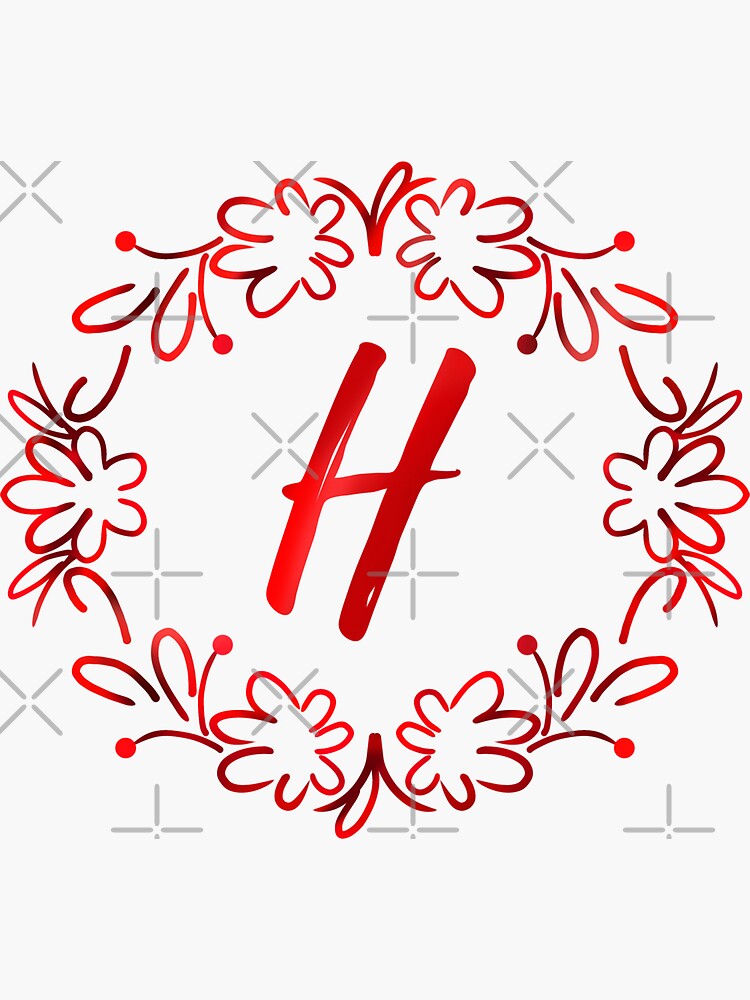 "H alphabet red color floral Monogram - letter h / initial H" Sticker ...