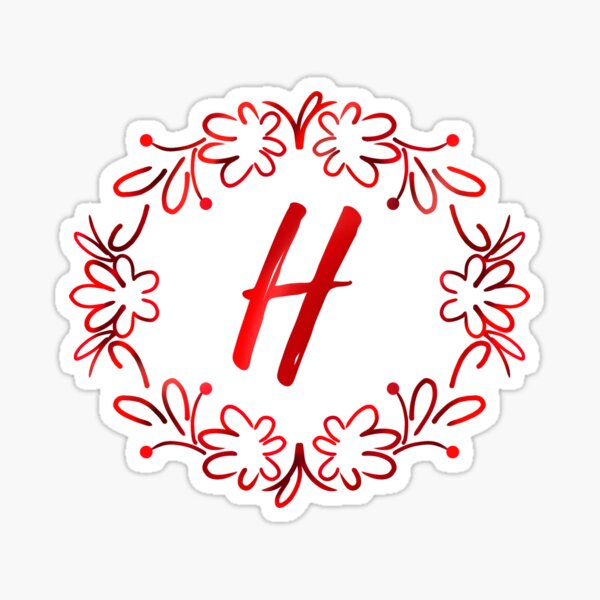 "H alphabet red color floral Monogram - letter h / initial H" Sticker ...