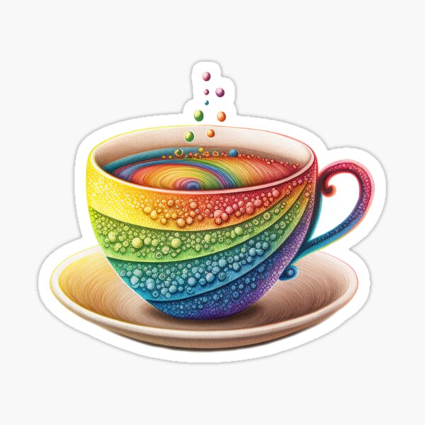 "Rainbow Tea Cup" Sticker for Sale by AxeWave | Redbubble