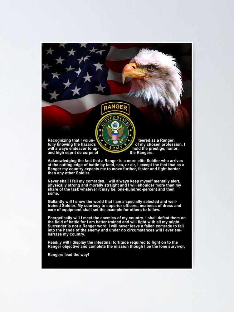 "United States Army RANGER Creed" Poster for Sale by Daniel-Hagerman ...