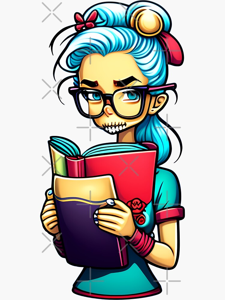 "Cute Spooky Zombie Girl Reading A Book - Carton Anime Style Gift For ...