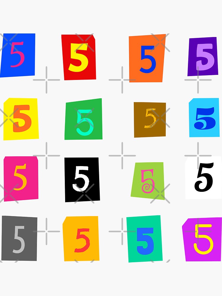 "magazine cut-out number 5 set" Sticker for Sale by Words-Artist ...