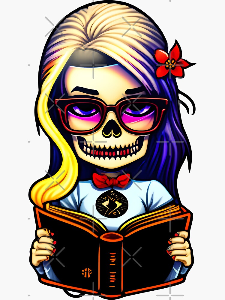"Spooky Zombie Girl Reading A Book - Carton Anime Style Gift For Any ...