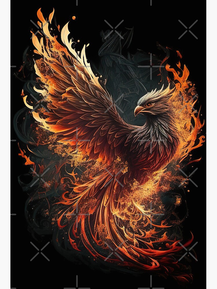"Fiery phoenix rising illustration" Art Board Print for Sale by Remco ...
