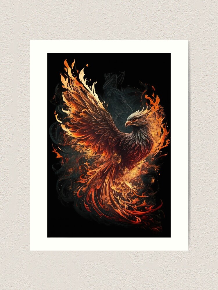 "Fiery phoenix rising illustration" Art Print for Sale by Remco Kouw ...