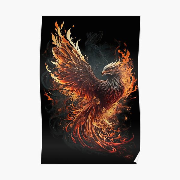 "Fiery phoenix rising illustration" Poster for Sale by zomgwtfbekjam ...