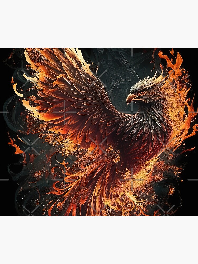 "Fiery phoenix rising illustration" Tapestry for Sale by Remco Kouw ...