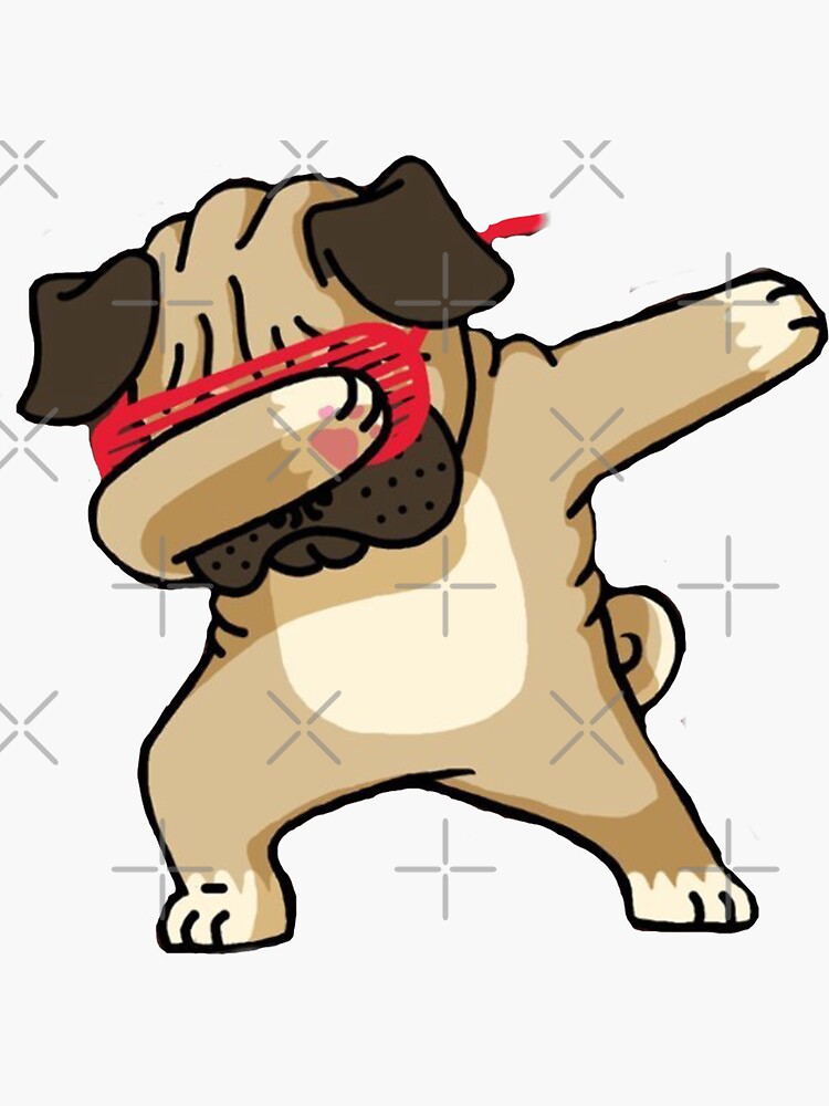 Pegatina for Sale con la obra «Dabbing Pug Puppy, Perro divertido, Hip ...