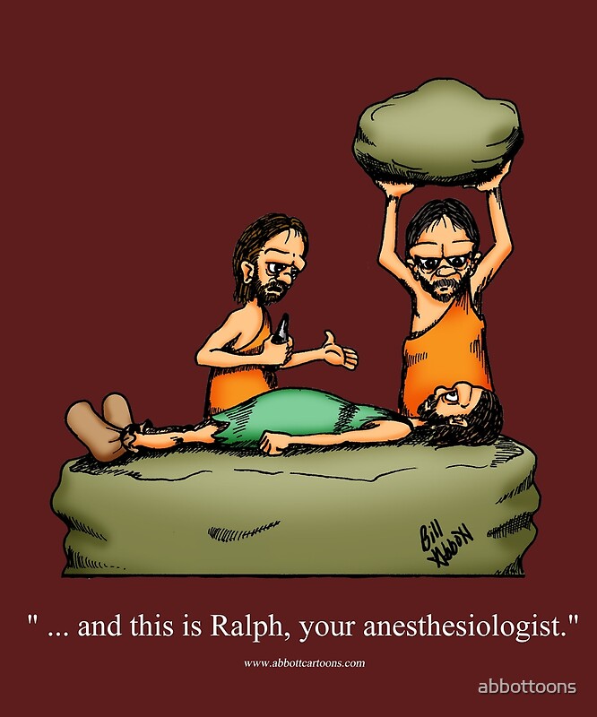 "Funny Caveman Anesthesiologist Cartoon Humor" by abbottoons | Redbubble