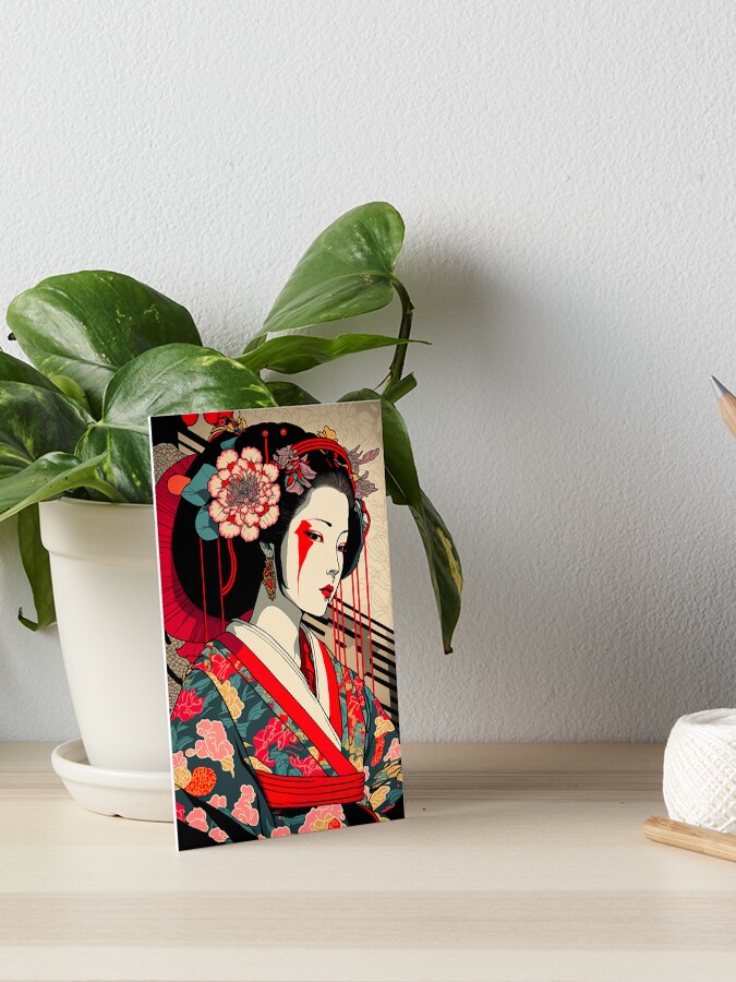 "Japanese geisha as digital art print - digital AI art" Art Board Print ...