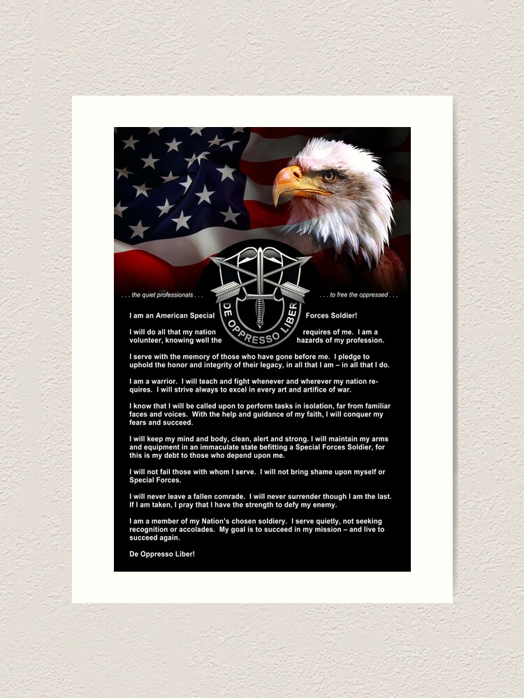 "United States Army GREEN BERET Special Forces Creed" Art Print for ...