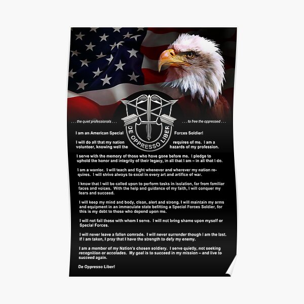 "United States Army GREEN BERET Special Forces Creed" Poster for Sale ...