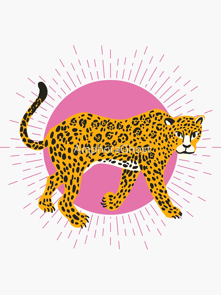 "Tropical Jungle - Pink Jaguar Leopard Design" Sticker for Sale by ...