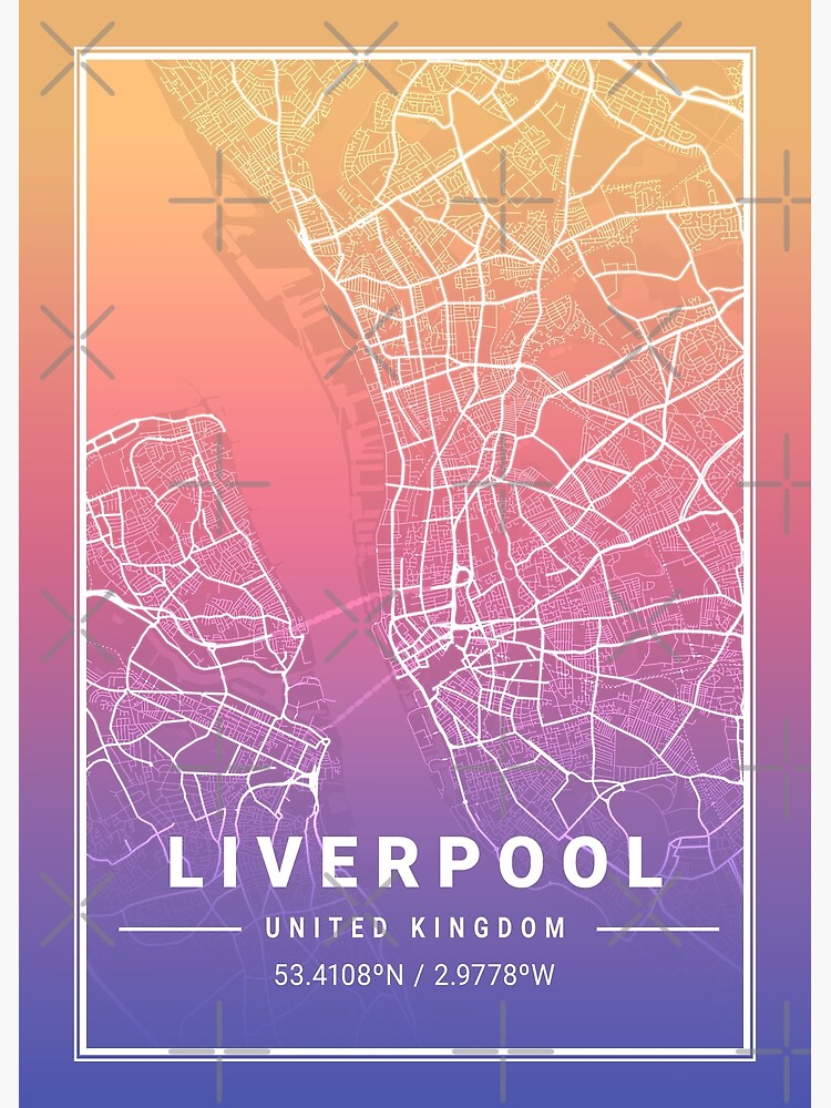 Liverpool Colorful Gradient City Map-Gift For Traveler Premium Matte ...