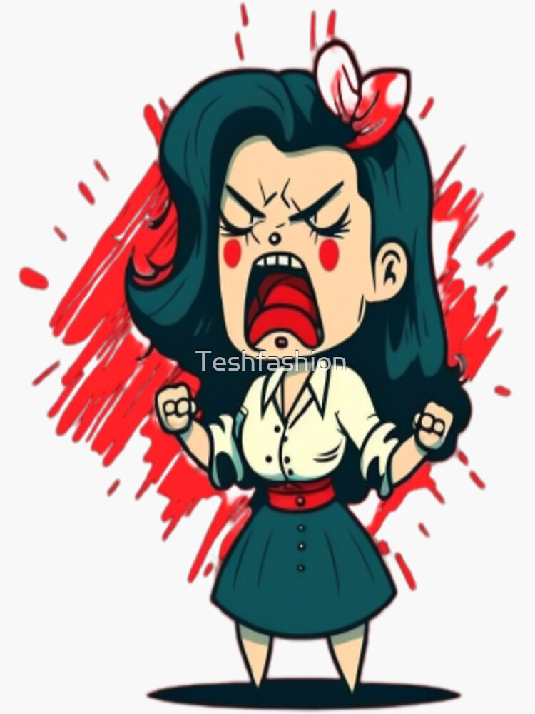 " Angry Noises, Girl Anger, angry girl" Sticker for Sale by Teshfashion ...