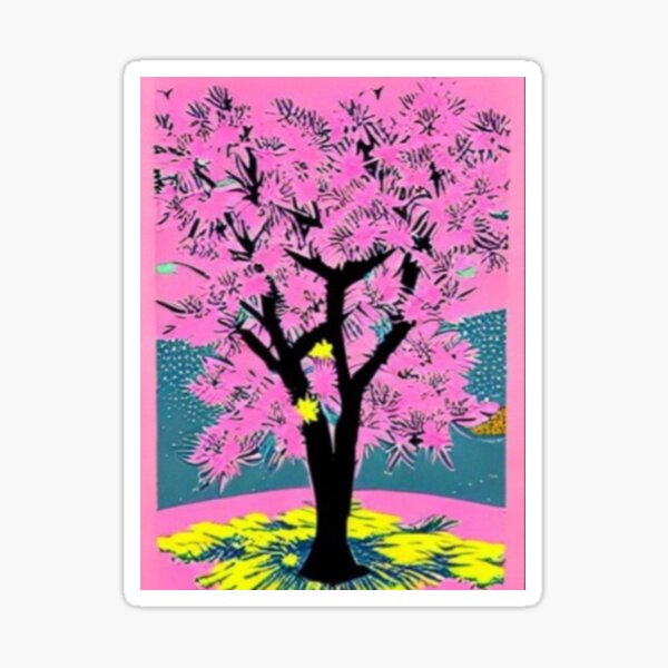 "Vaporwave Sakura Tree" Sticker for Sale by KraftCratyArts | Redbubble