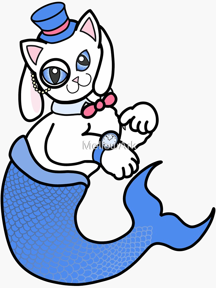 "White Rabbit MerMeow " Sticker for Sale by MellowArk | Redbubble