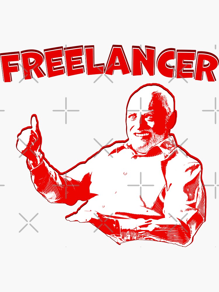 "Freelancer with Hide the Pain Harold meme thumbs up" Sticker for Sale ...