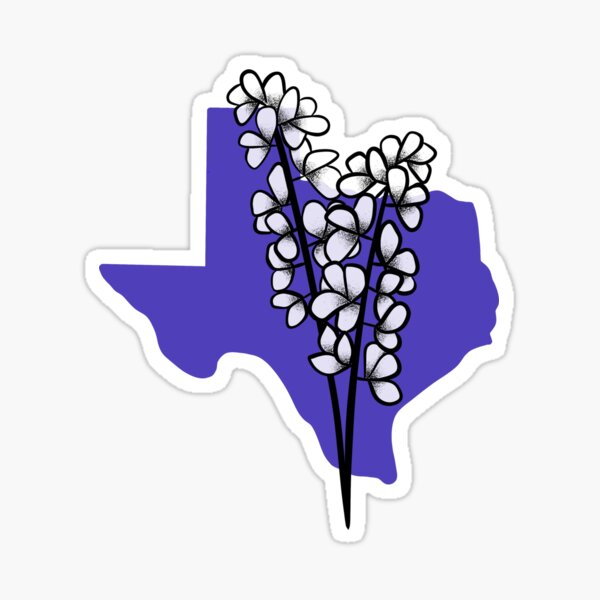 "Texas State Flower (blue bonnet)" Sticker for Sale by Retrochrome ...