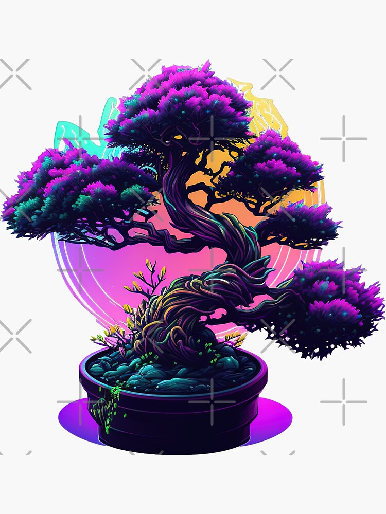 "Synthwave Bonsai Tree" Sticker for Sale by RoninCreator | Redbubble