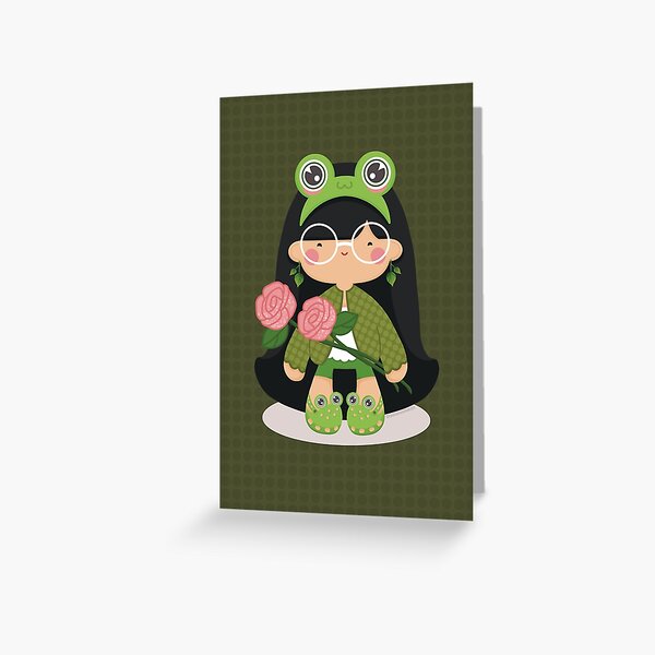 "Froggy Crocs Green Floral Cute Girl Glasses" Greeting Card for Sale by ...