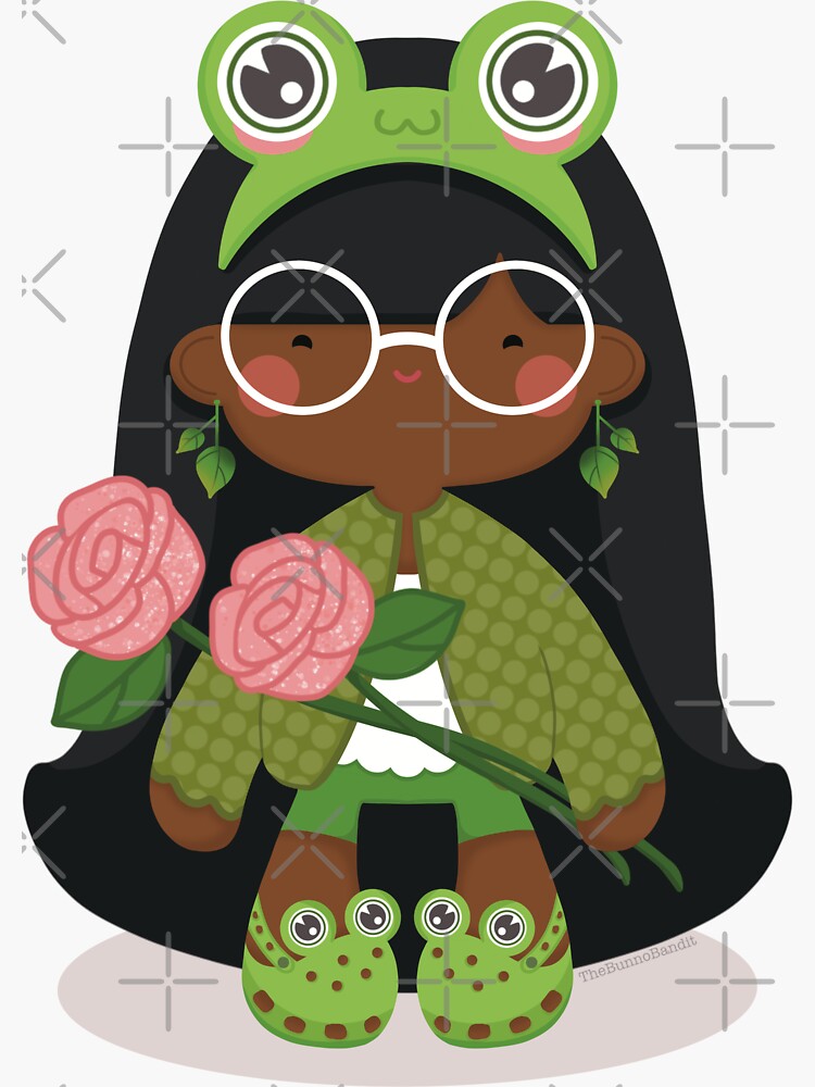 "Copy of Froggy Crocs Green Floral Cute Girl Glasses" Sticker for Sale ...