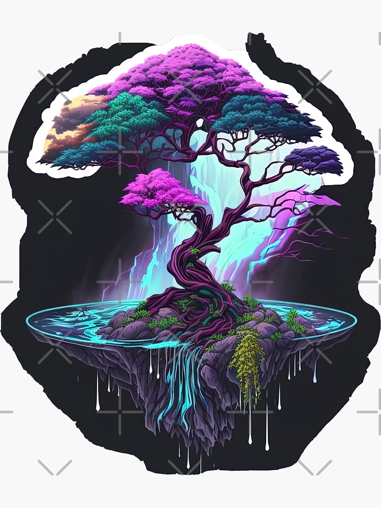"Synthwave Bonsai Tree" Sticker for Sale by RoninCreator | Redbubble