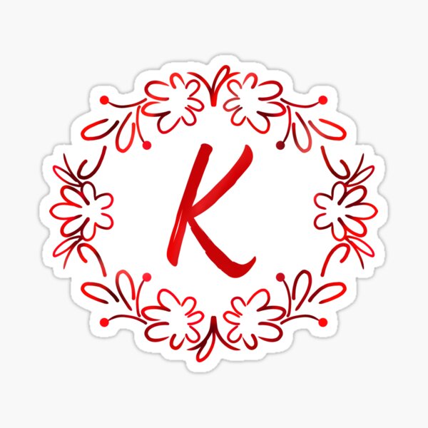 "K alphabet red color floral Monogram - letter k / initial K" Sticker ...