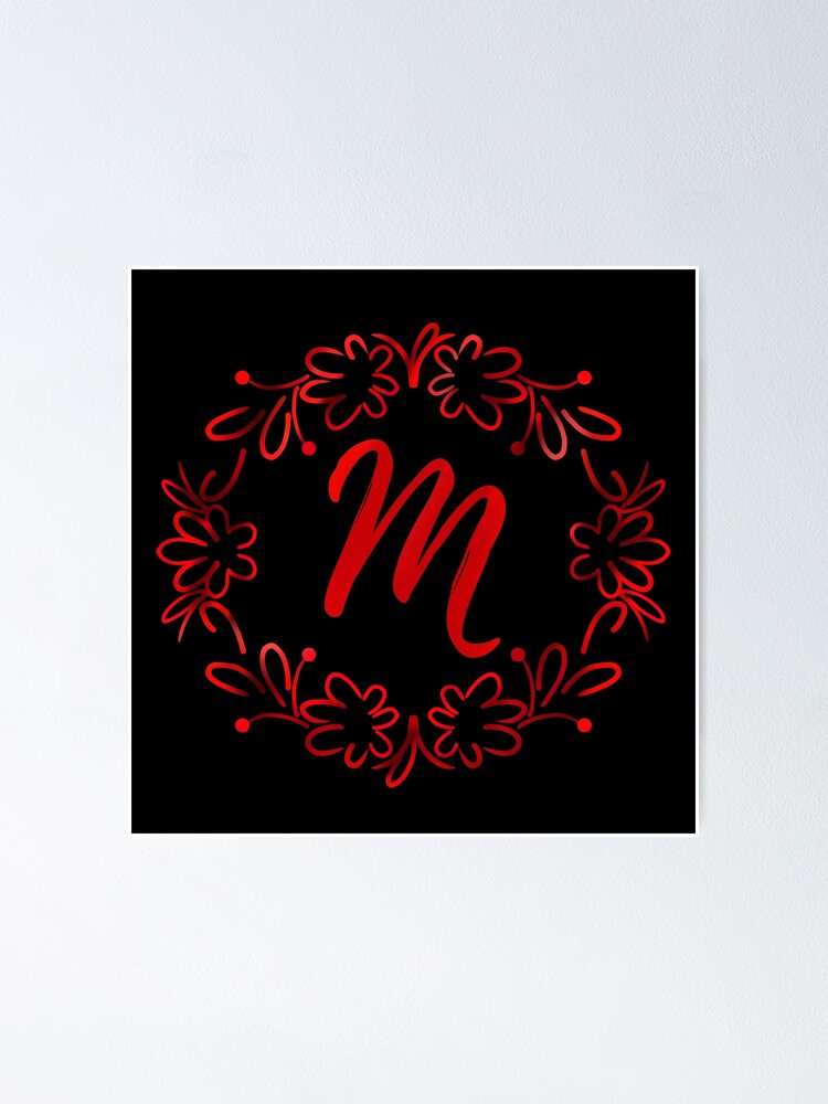 Red Cursive Letter M