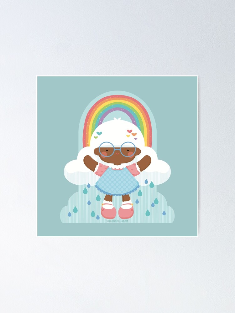 "Raincloud Hair Rainbow Raindrop Pastel Heart Glasses Girl" Poster for ...