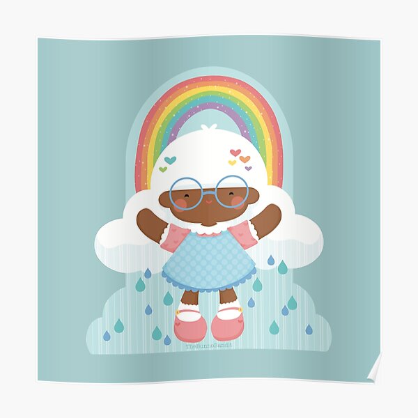 "Raincloud Hair Rainbow Raindrop Pastel Heart Glasses Girl" Poster for ...