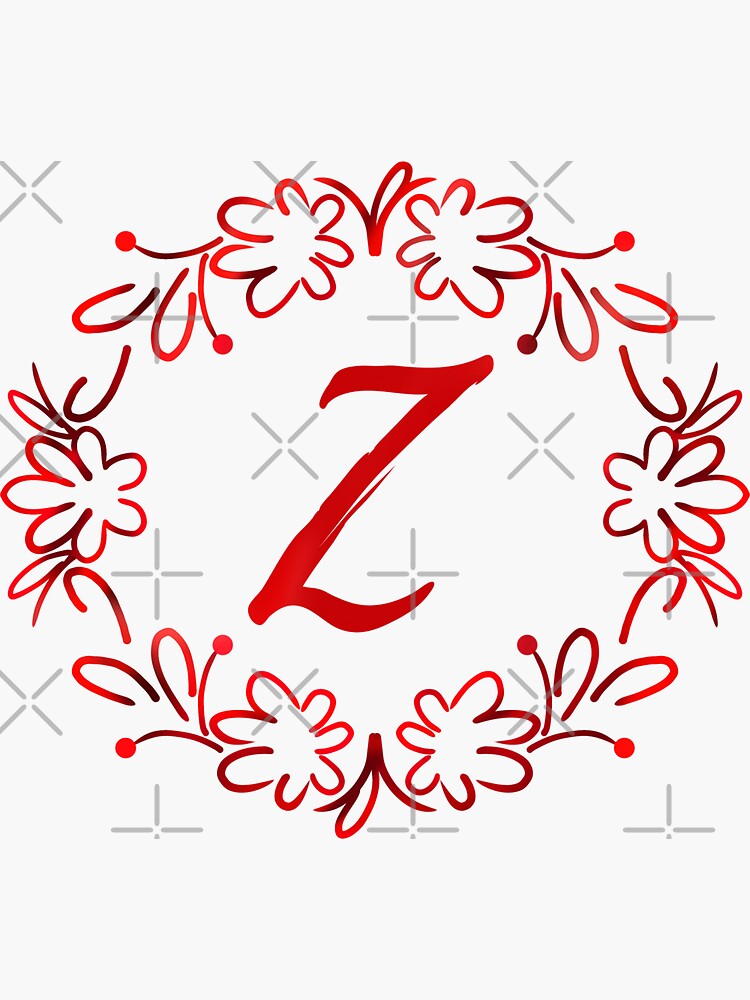 "Z alphabet red color floral Monogram - letter Z / initial Z" Sticker ...