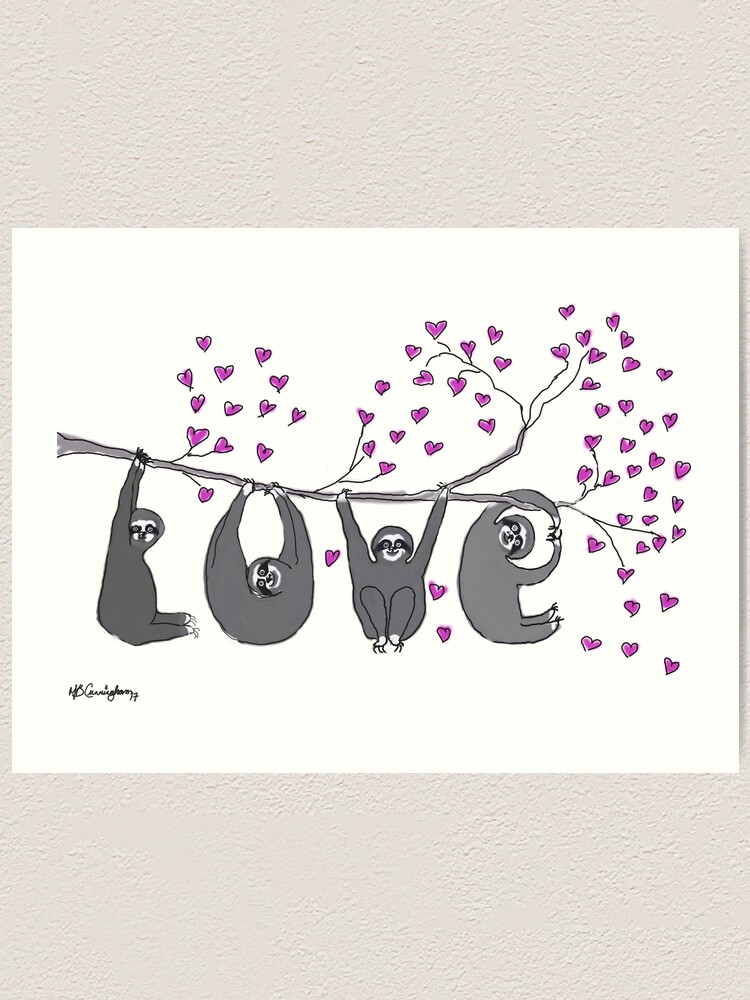 "Sloth Love Print" Art Print for Sale by mbrhapsody | Redbubble